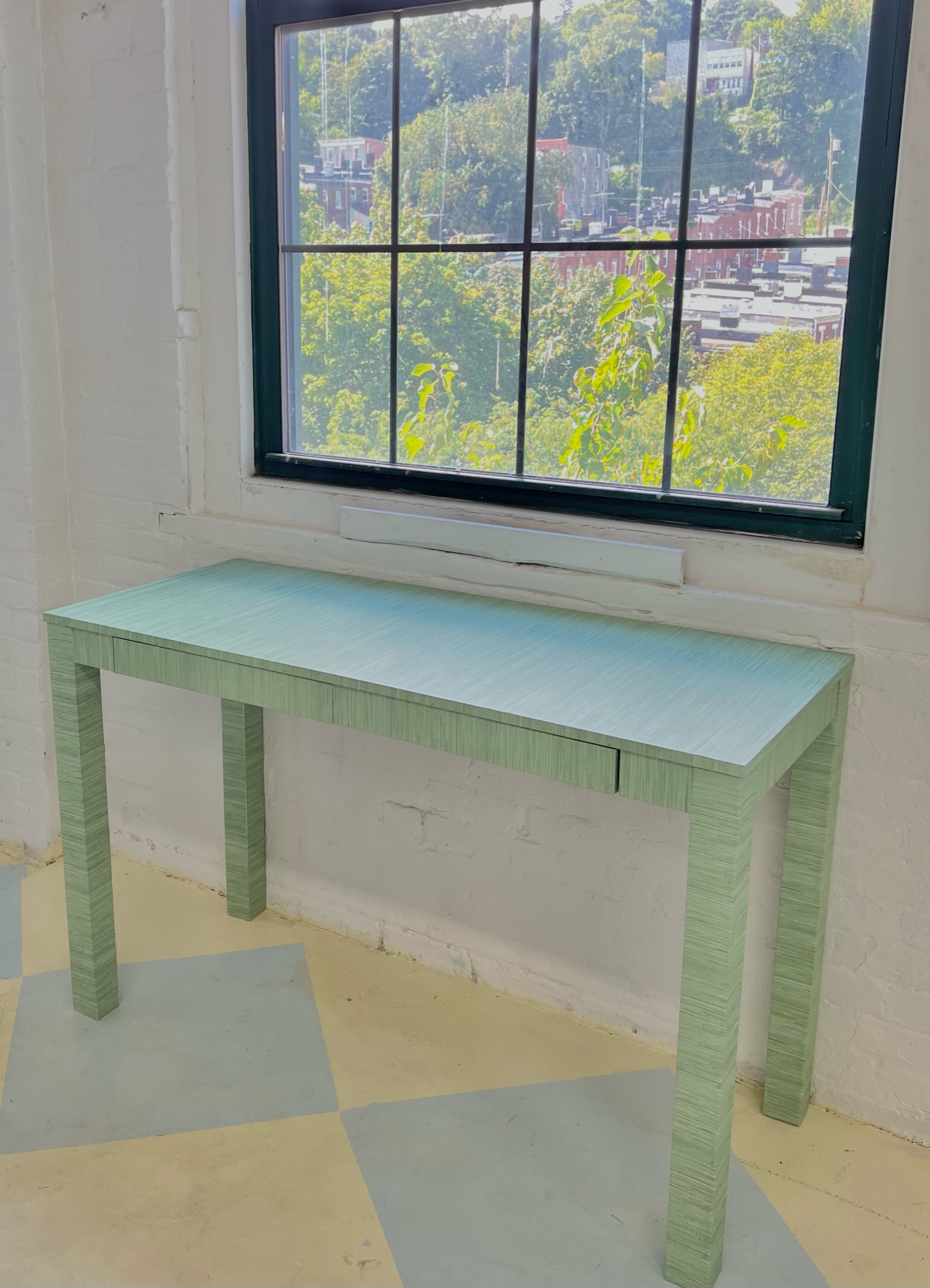 GRASSCLOTH TABLE WALLPAPER DIY! | clare-sullivan.com