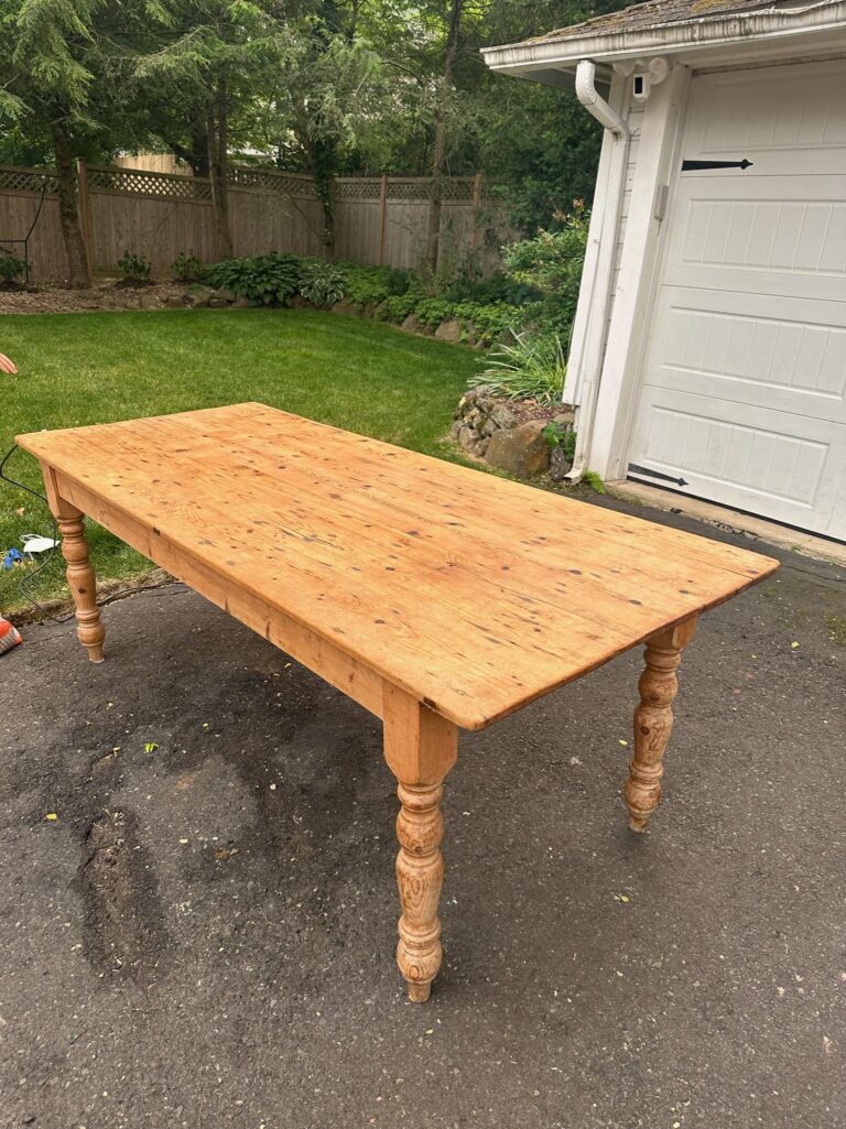 How I flipped a secondhand pine Table into a chic, distressed piece ...